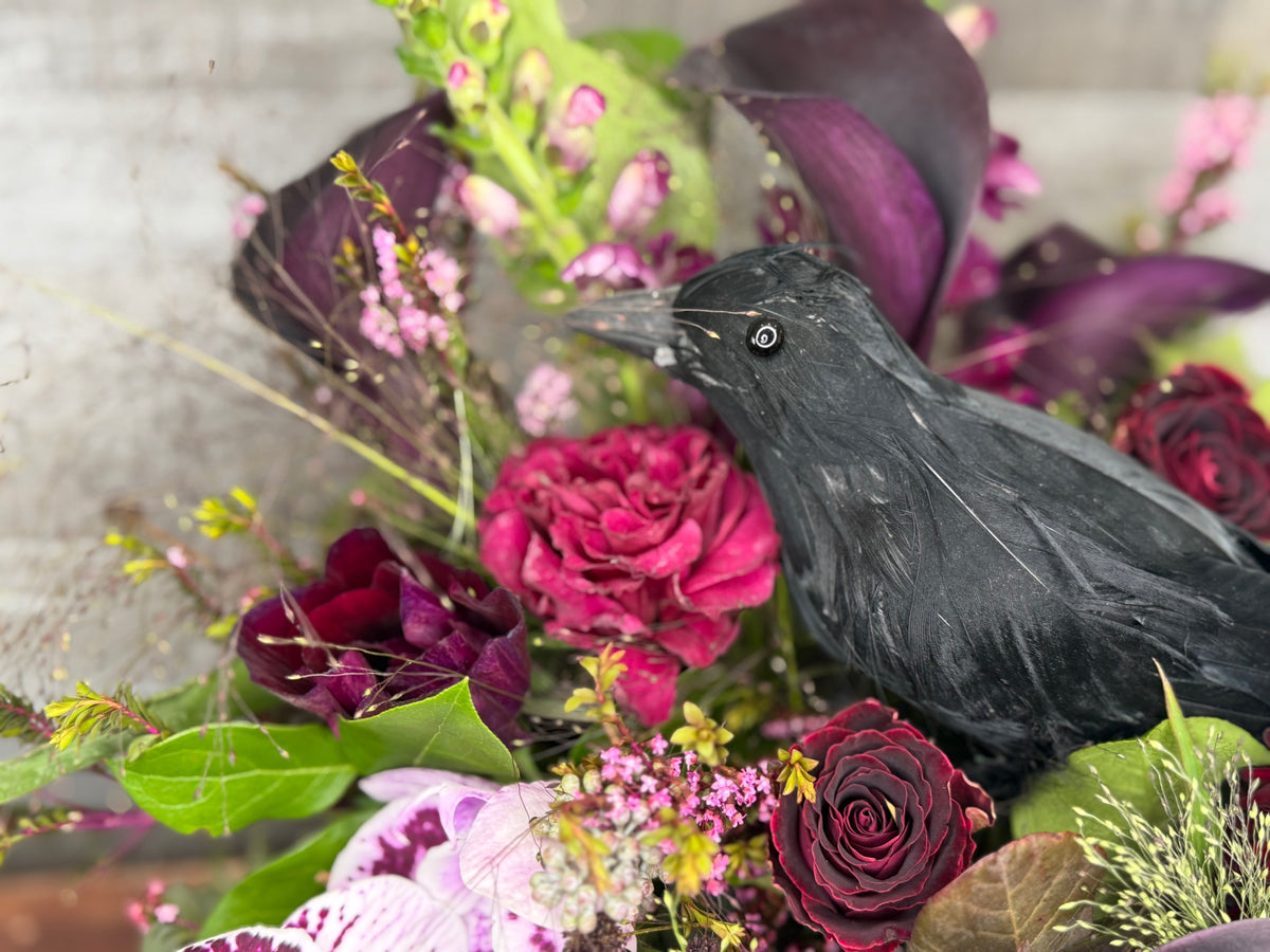Raven’s Enchantment Halloween Flower Arrangement | Lia’s Flowers West ...