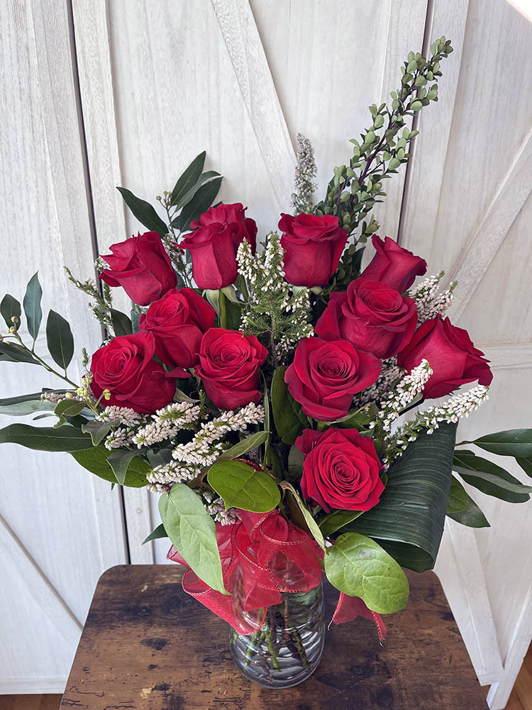 One Dozen Red Roses | Classic Romance with Vase & Ribbon by Lia’s ...